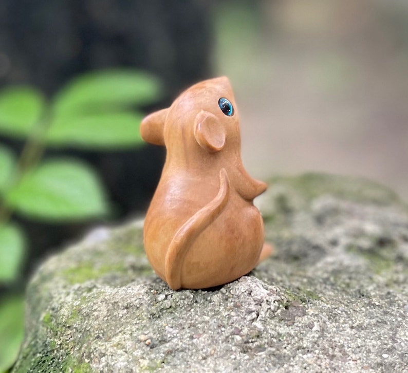 Hand Carved Wooden Mouse Figurine, Mouse Figurine, Mouse Ornaments ...