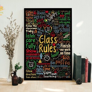 Class Rules Back to School Gift for Teacher Framed Canvas, Unframed ...