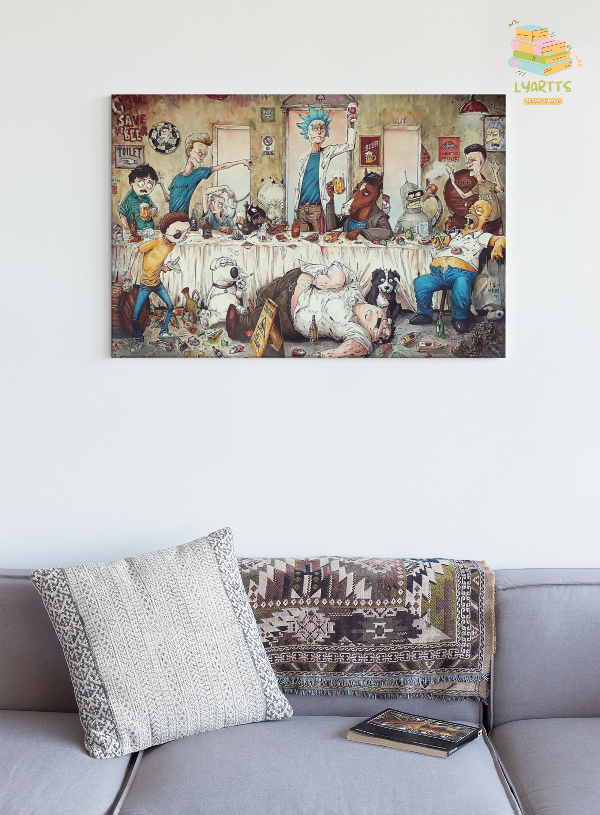 The Last Supper Evil Framed Canvas Unframed Poster Cartoon - Etsy