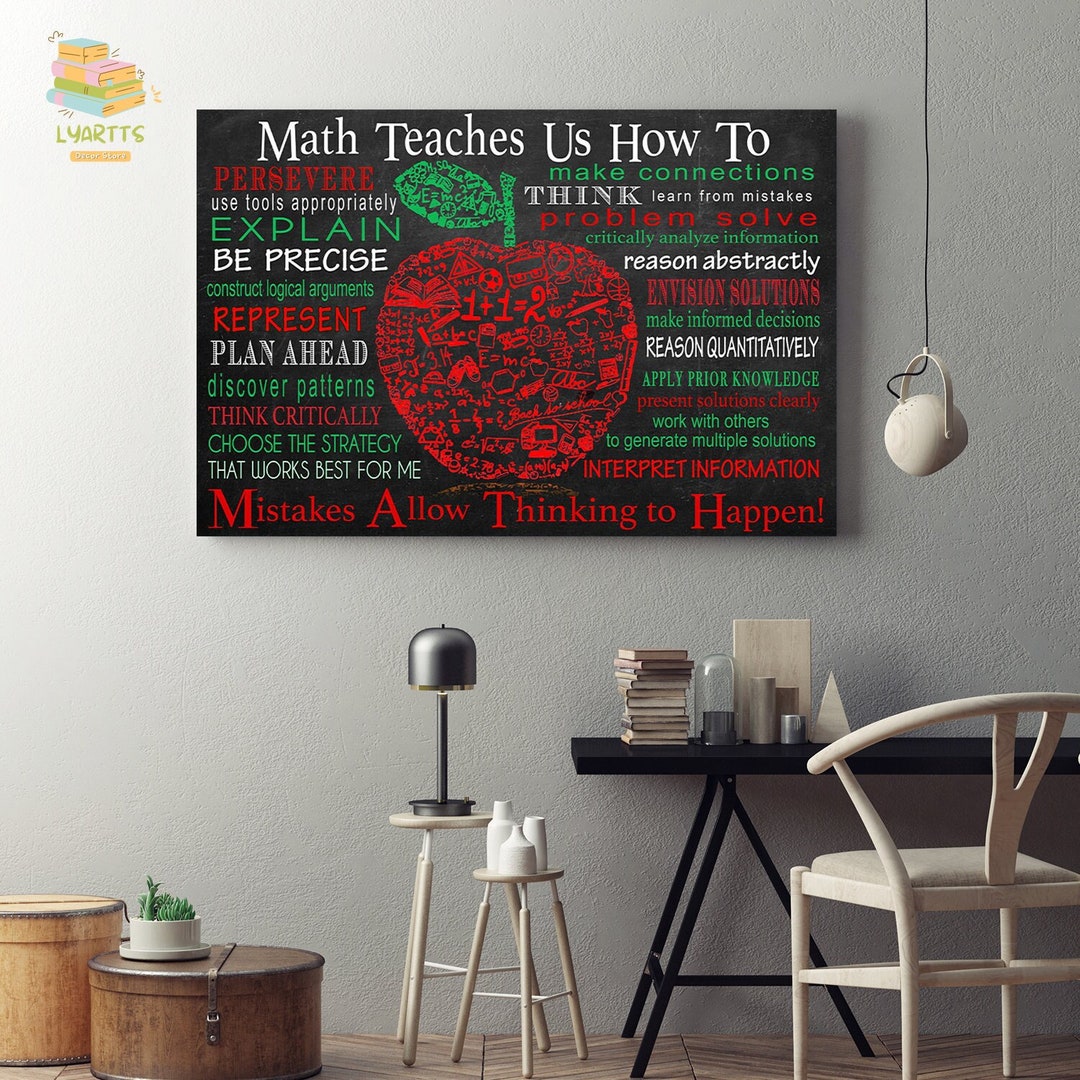 Math Teaches Us How to Make Connections Red Apple Framed Canvas ...