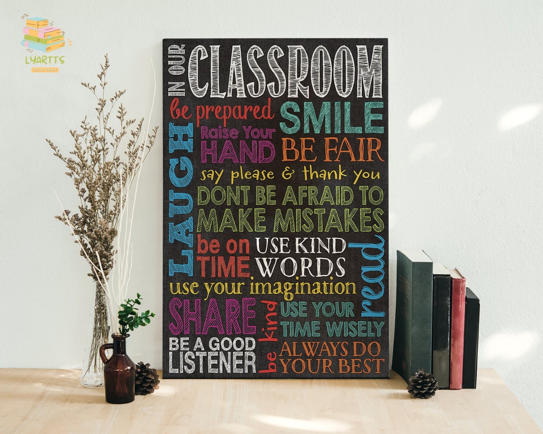 Retro in Our Classroom Framed Canvas, Unframed Poster, Retro Classroom ...