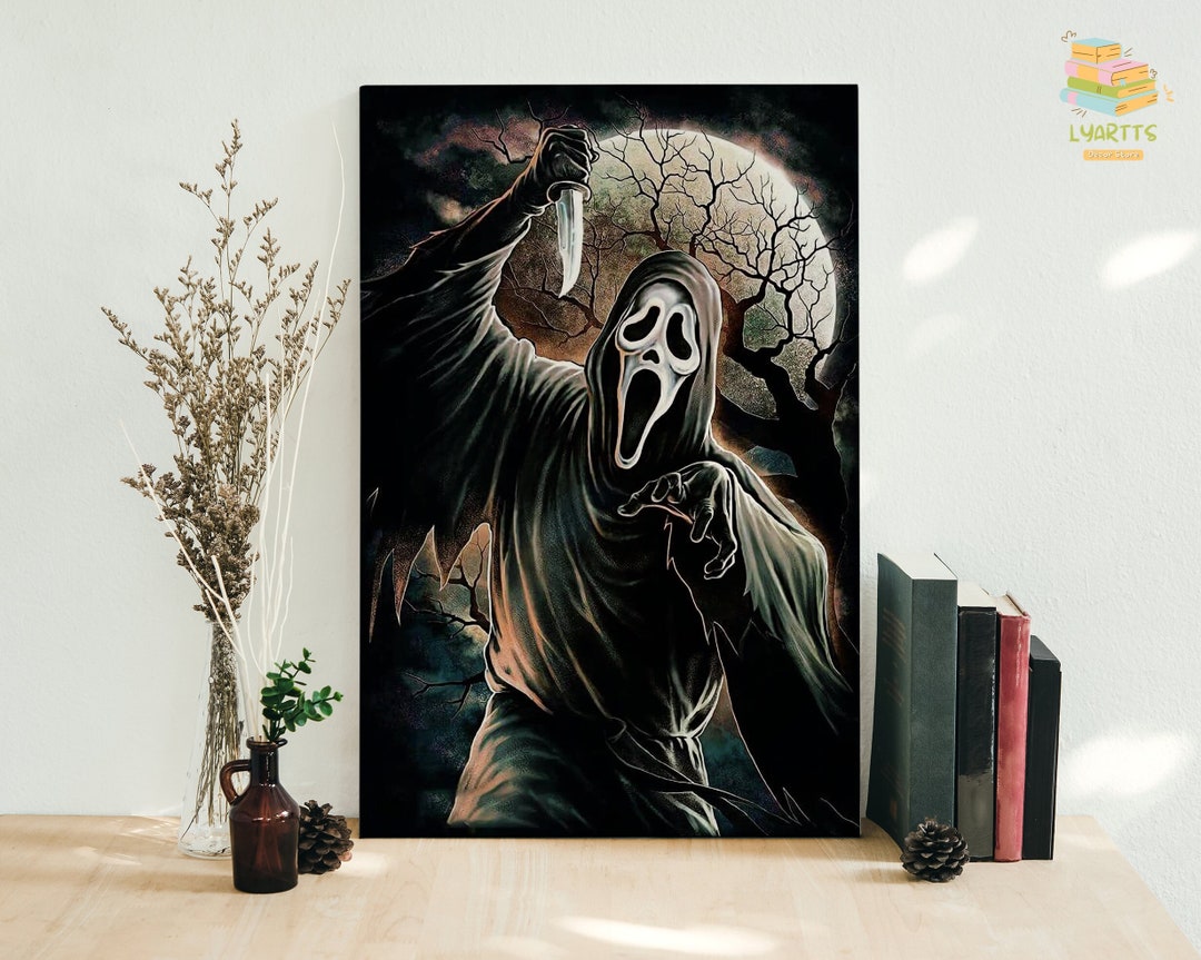 Horror Movie Poster Artwork Ghostface Framed Canvas, Unframed Poster, Ghostface Canvas, Horror ...