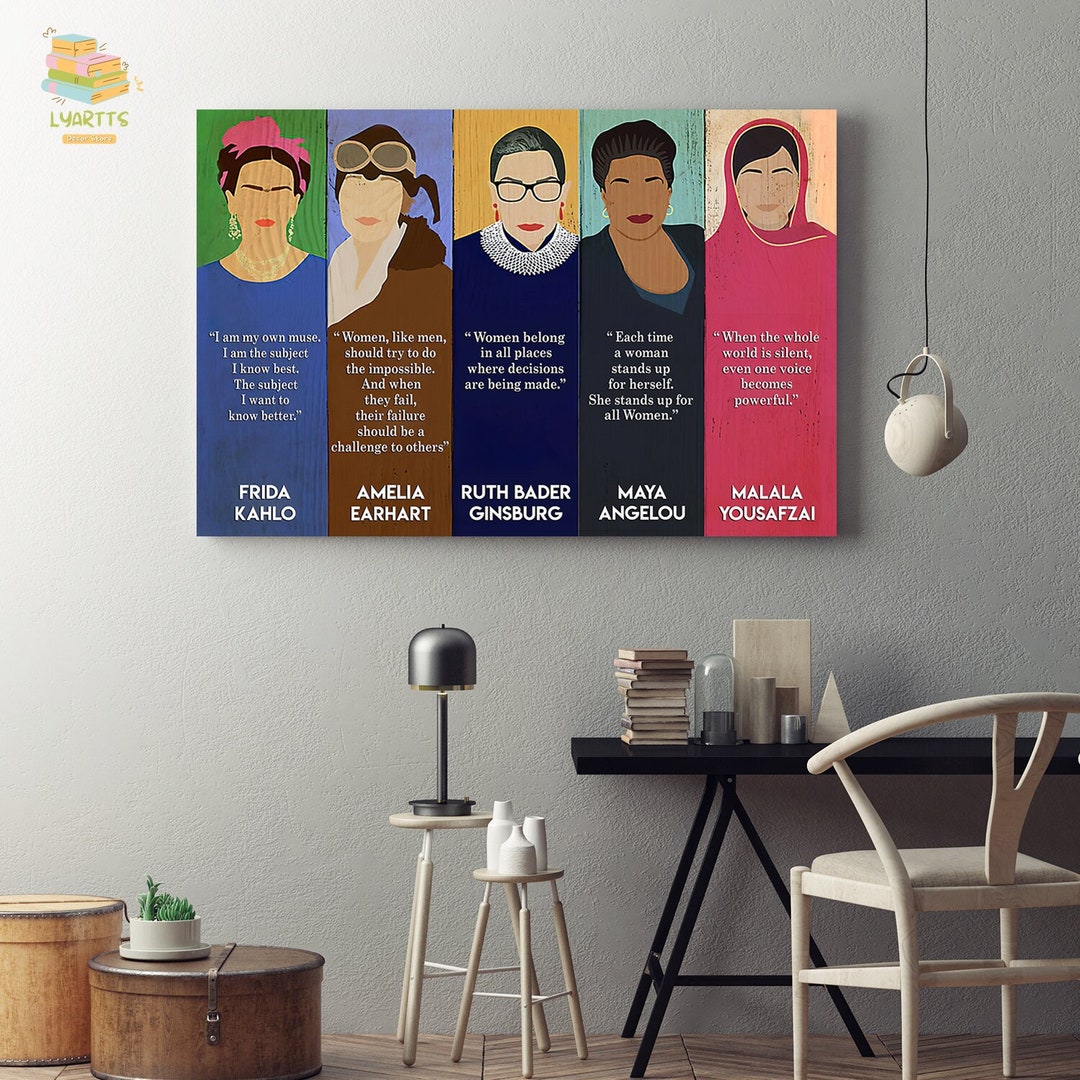 Feminist Frida Kahlo Ruth Bader Ginsburg Maya Angelou Vintage Framed ...