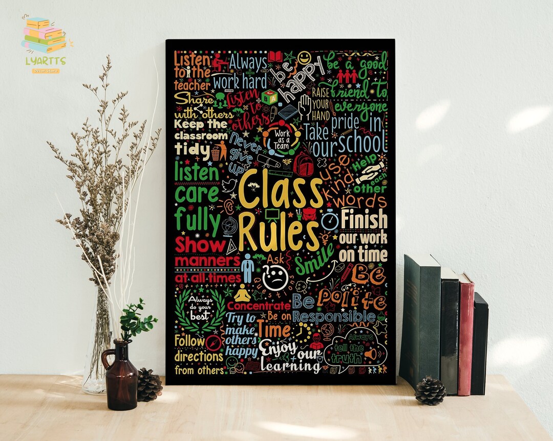 Class Rules Back to School Gift for Teacher Framed Canvas, Unframed ...