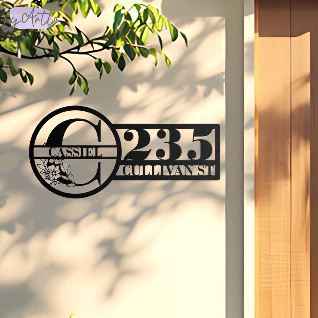 Split Letter Custom Address Sign - Custom Sign - Outdoor Metal Sign ...