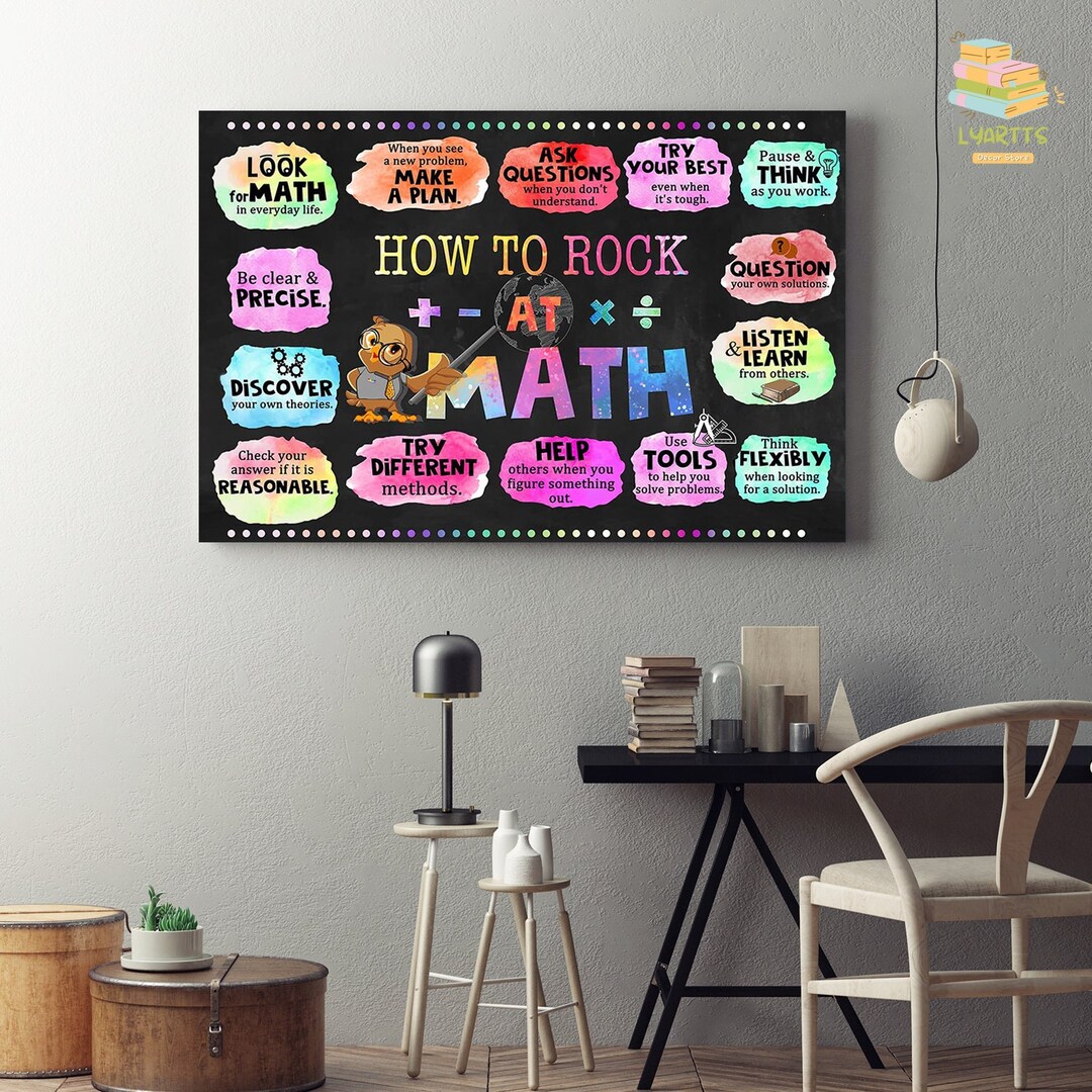 How to Rock at Math Framed Canvas, Unframed Poster, Classroom Canvas ...