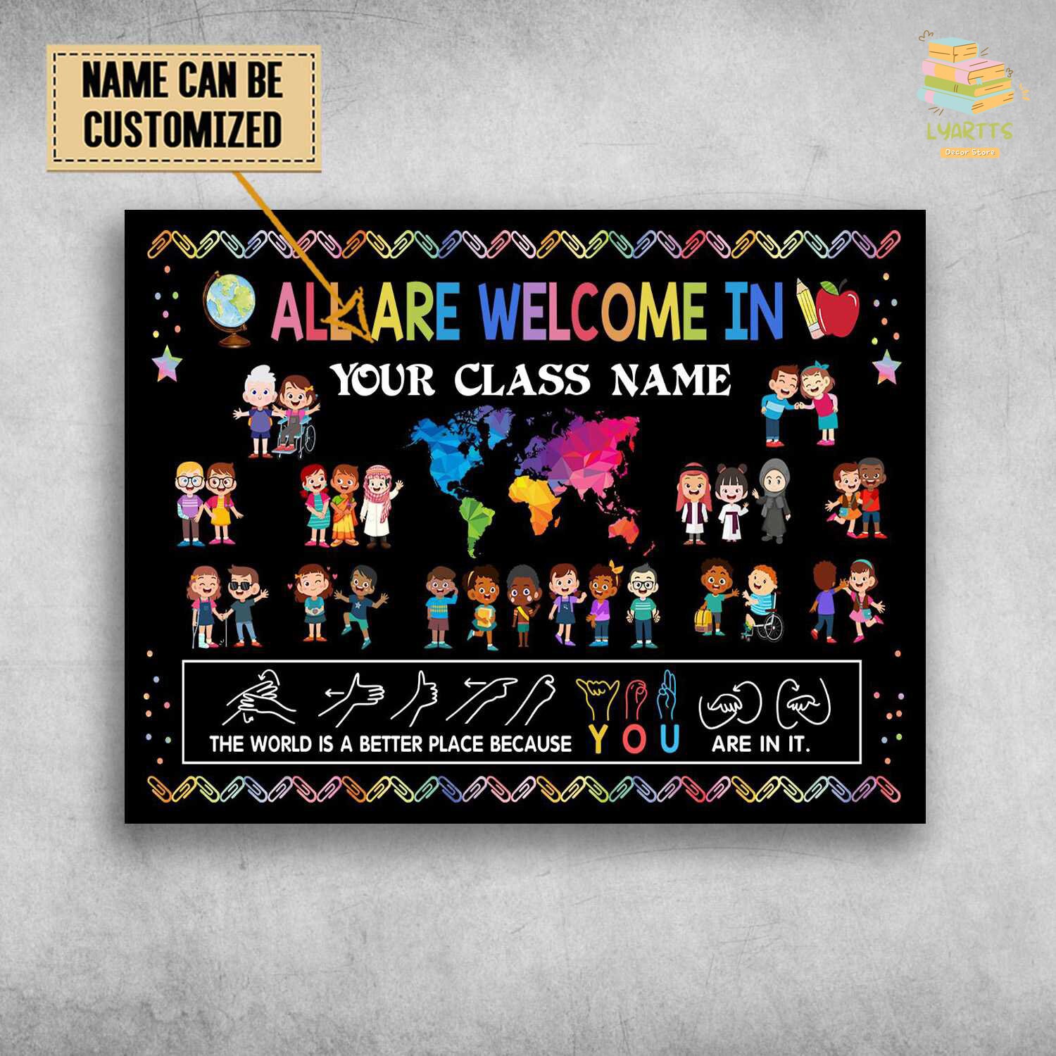 Personalized Name All Are Welcome in Class the World is - Etsy