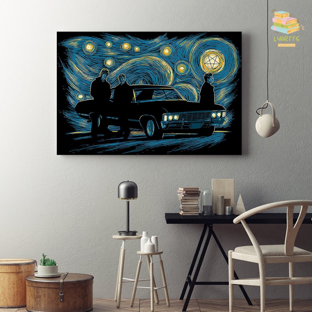 Supernatural Dean Sam Castiel Vincent Van Gogh Starry Night Framed ...