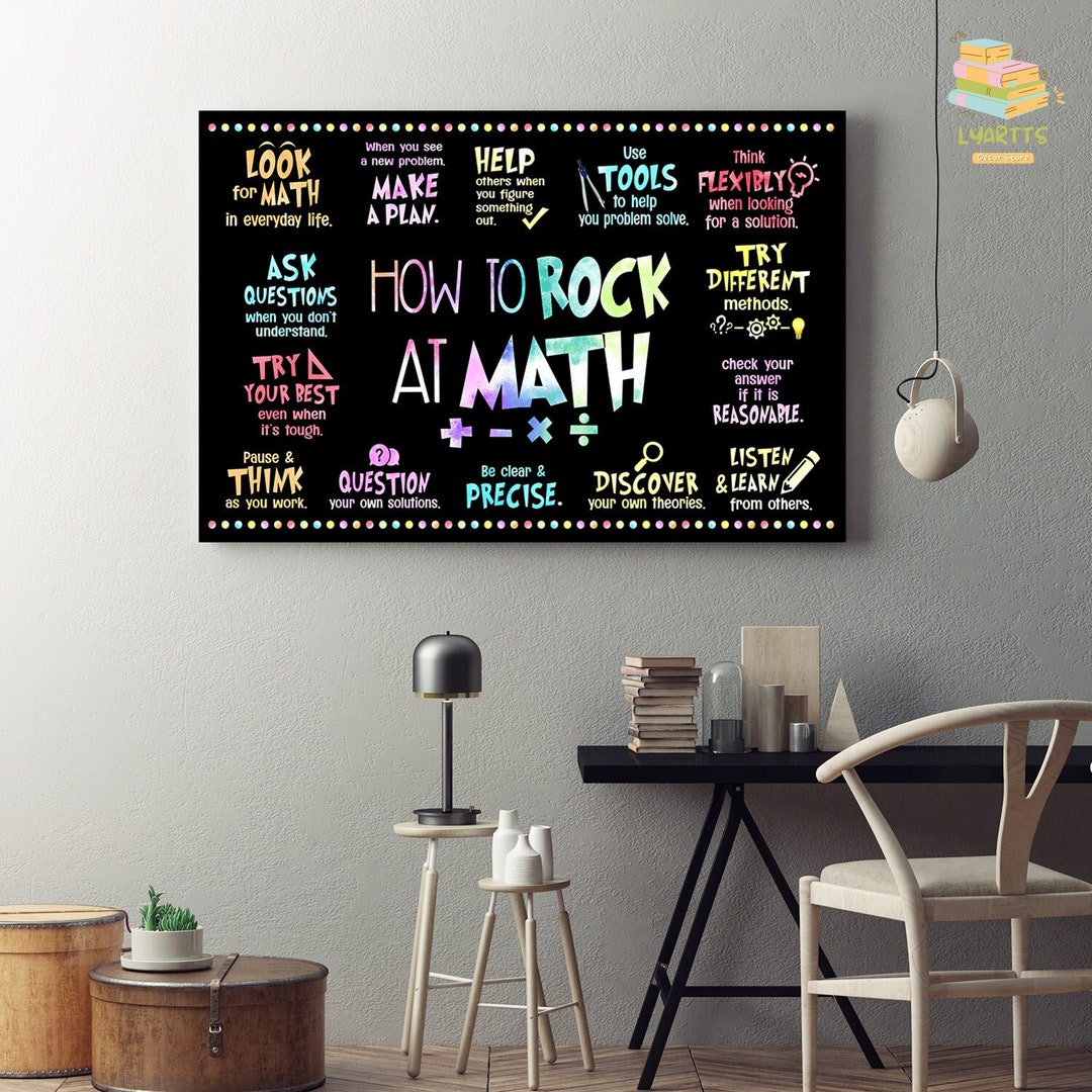 How to Rock at Math Framed Canvas, Unframed Poster, Classroom Canvas ...