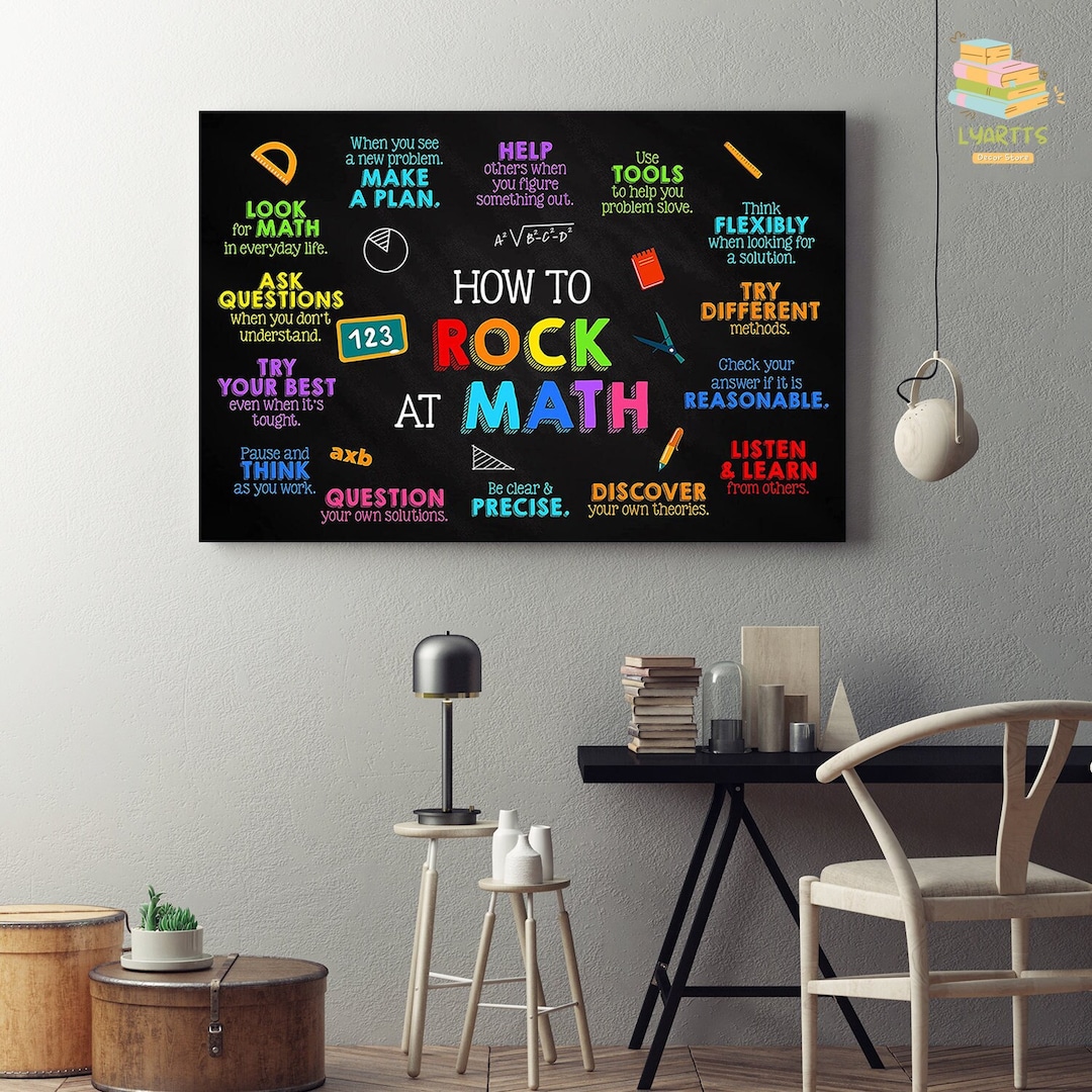 How to Rock at Math Framed Canvas, Unframed Poster, Classroom Canvas ...