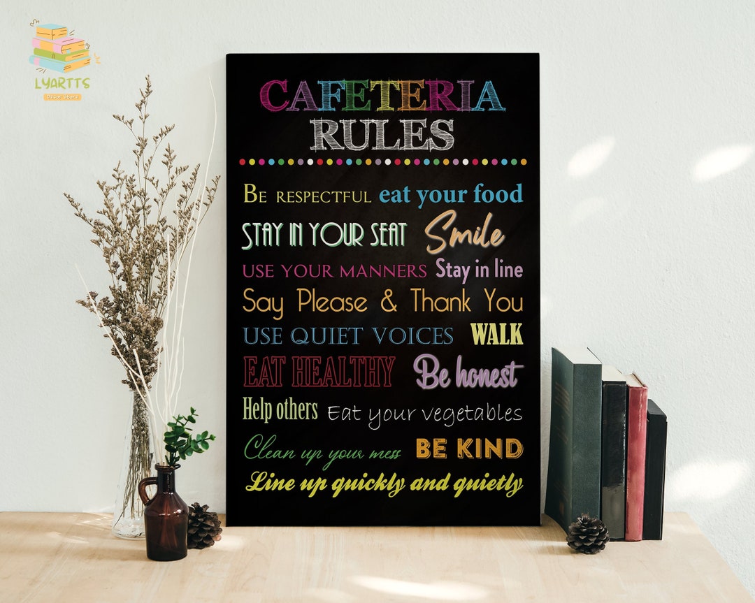 Cafeteria Lunchroom Rules Expectations Sign Framed Canvas, Unframed ...