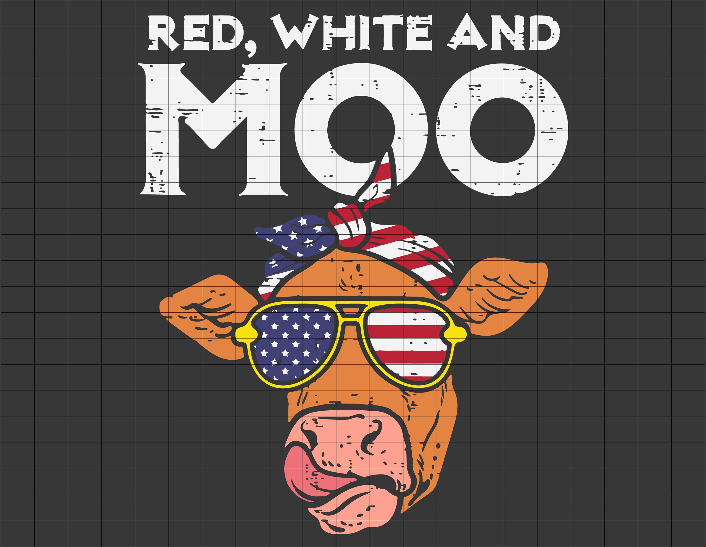 Red White and Moo Cow USA Flag 4th of July Fourth Patriotic - Etsy