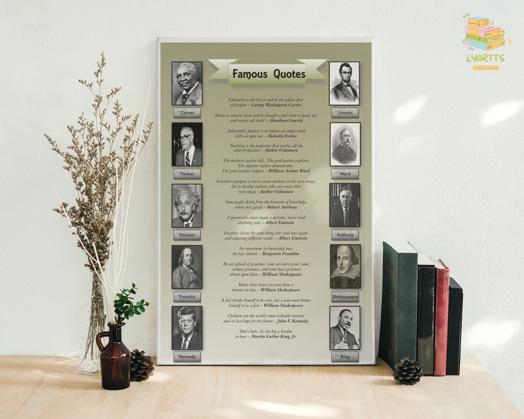 Famous Quotes - Classroom Motivational Framed Canvas, Unframed Poster ...