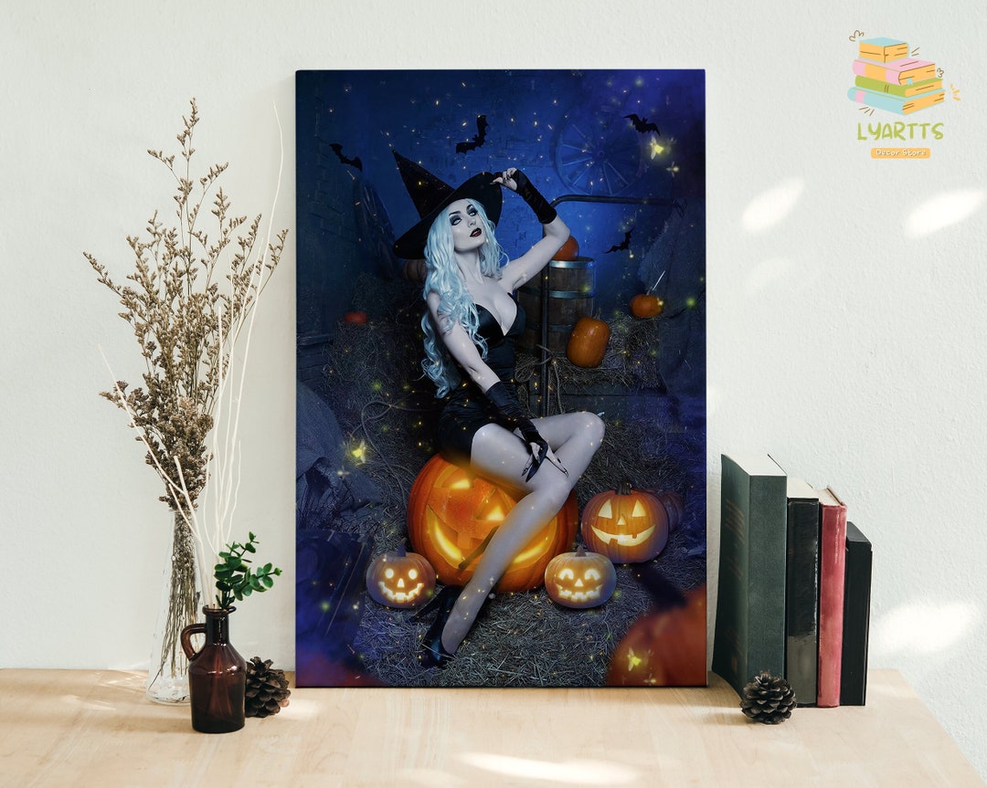 Lady Death Evil Sexy Pumpkin Ravens Halloween Framed Canvas, Unframed ...