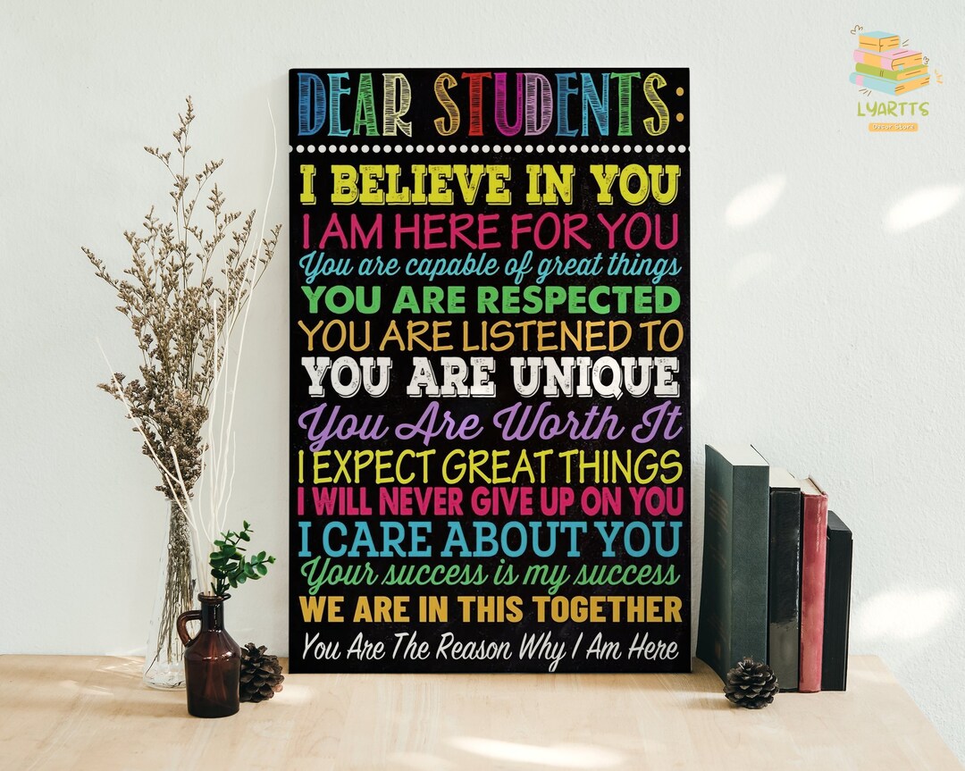 Dear Students Classroom Teacher Framed Canvas, Unframed Poster, Back to ...