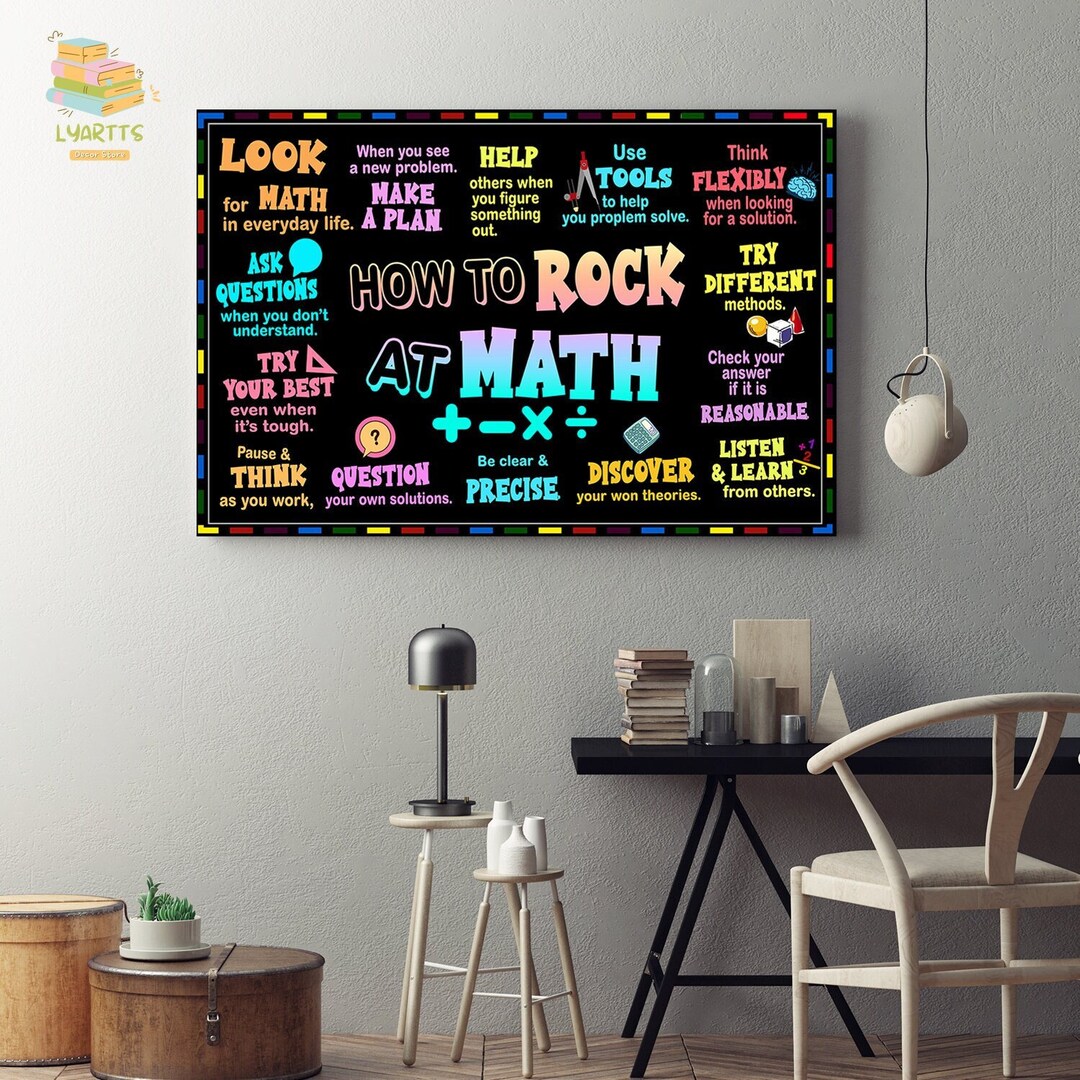 How to Rock at Math Framed Canvas, Unframed Poster, Classroom Canvas ...