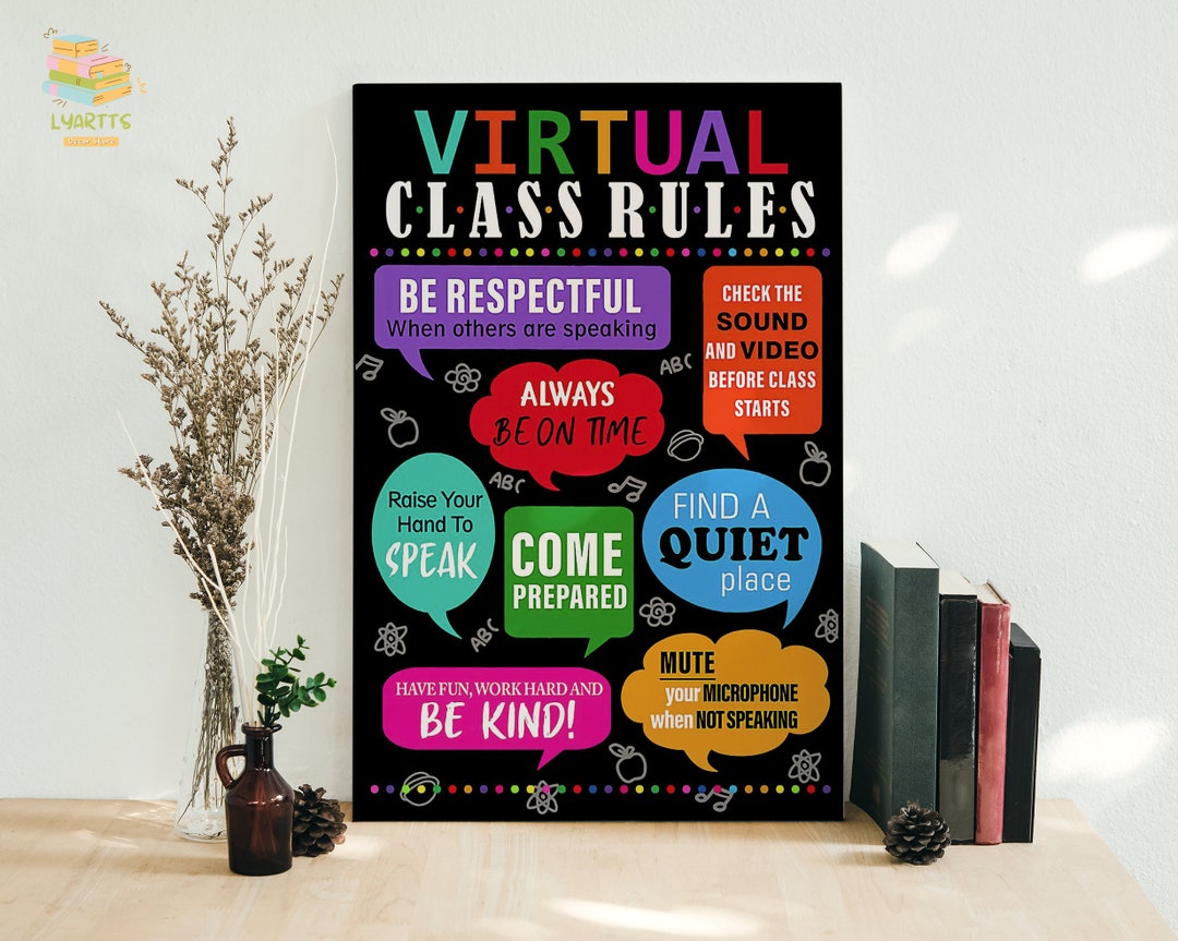 Virtual Class Rules Framed Canvas, Unframed Poster, Classroom Rules ...