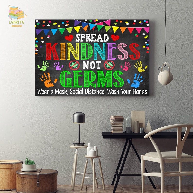 Spread Kindness Not Germs School Health Safety Framed Canvas, Unframed ...