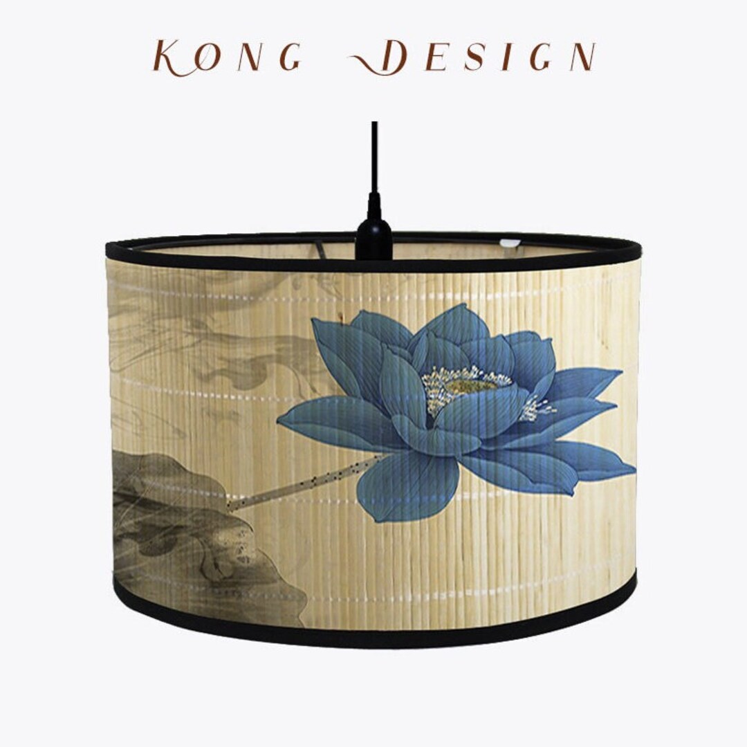 Lotus Bamboo Lamp Shade Chinese Vintage Style Drum Lampshade Light ...