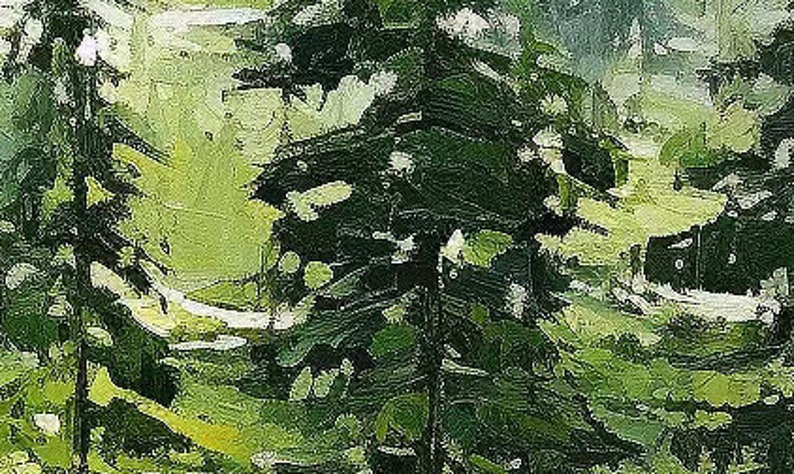 Original Forest Oil Painting on Canvas, Abstract Green Landscape ...