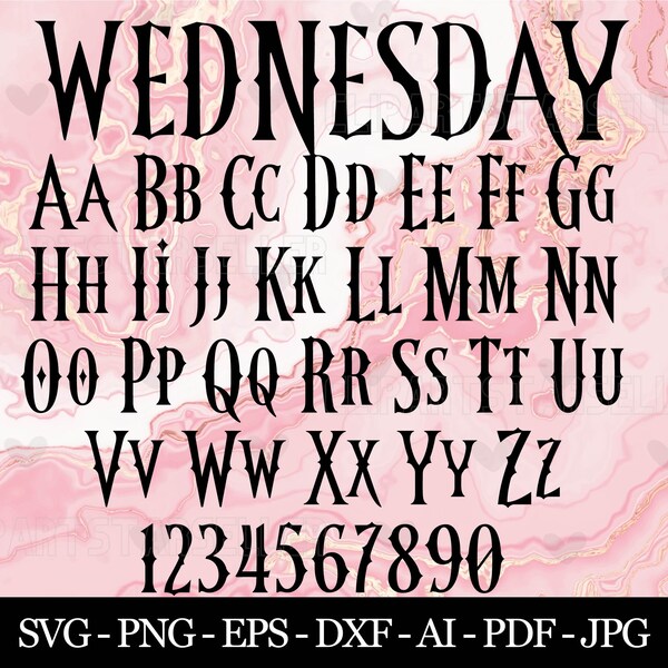 Wednesday Font Svg - Etsy UK