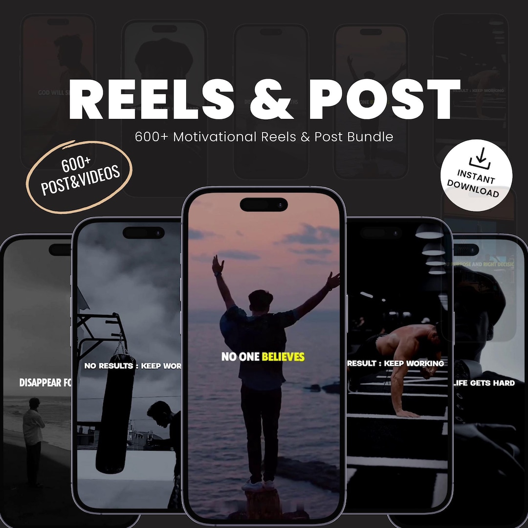 600+ Motivational Reels Bundle - Instant Downloads, Viral Reels, and Reels Template - Etsy