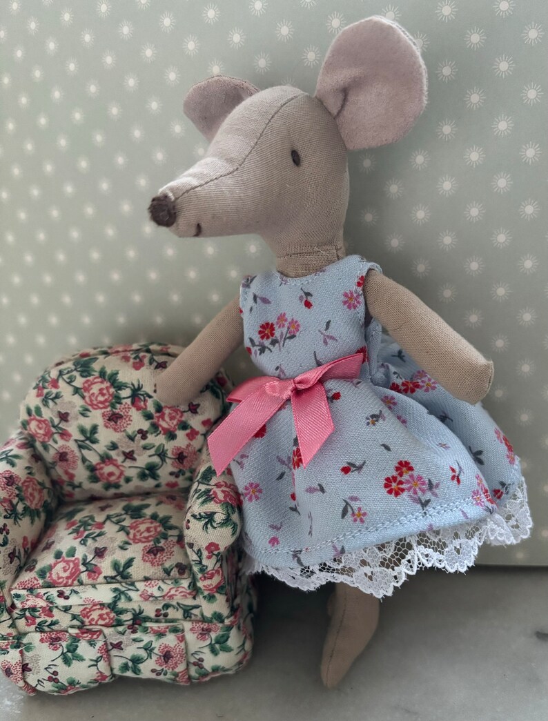 Maileg Mouse Handmade Summer Party Frock Made From Vintage Fabric and ...