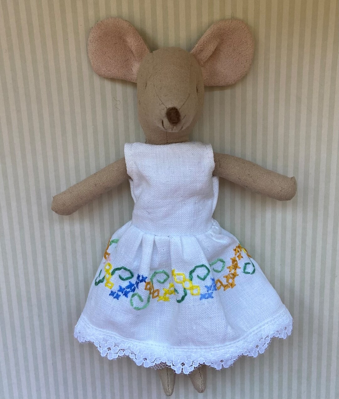 Maileg Mouse Handmade Linen Summer Dress Made From Vintage Embroided ...