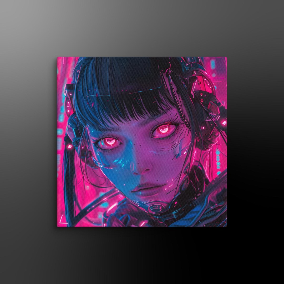 Synthwave Cyber, Scifi Anime Girl - Etsy