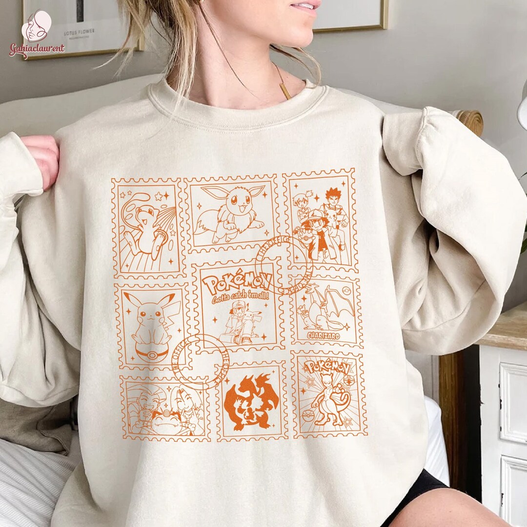 PKM Characters Doodle Art Shirt Chikorita Cyndaquil Totodile - Etsy