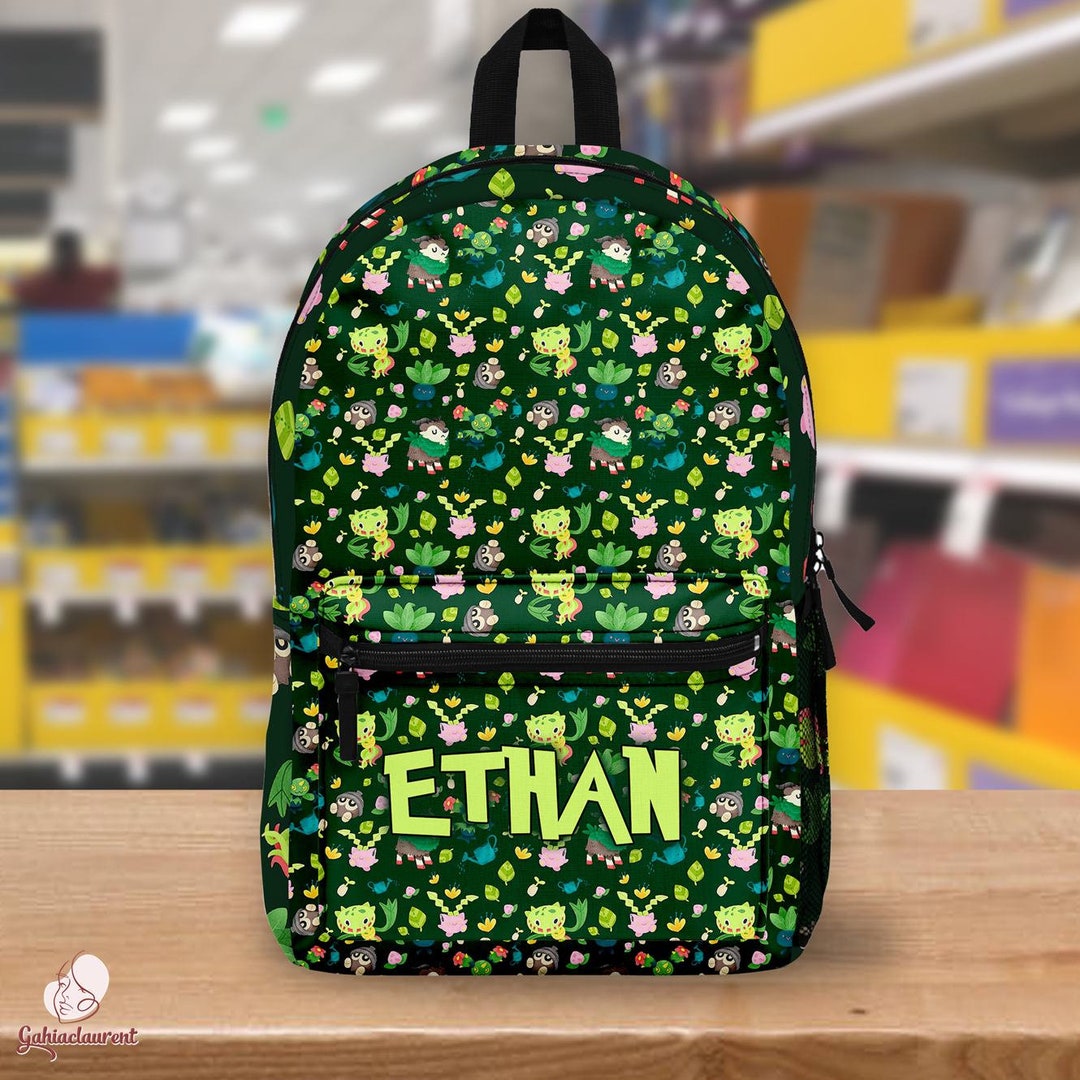 PKM Grass Type Backpack Bulbasaur Oddish School Backpack Anime School ...