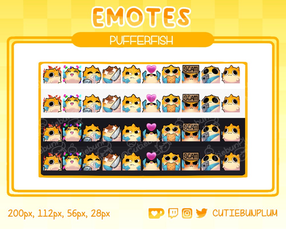 Cute Pufferfish Emote Pack | Streaming Twitch, Discord, Youtube ...