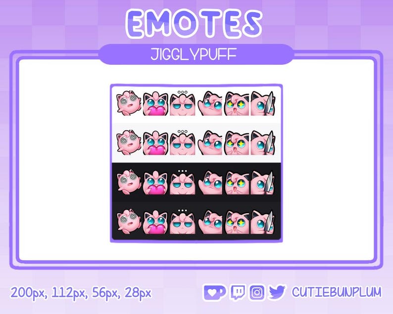 Jigglypuff | (6) Emote Pack for Twitch, Discord and Youtube | Cute Pink ...