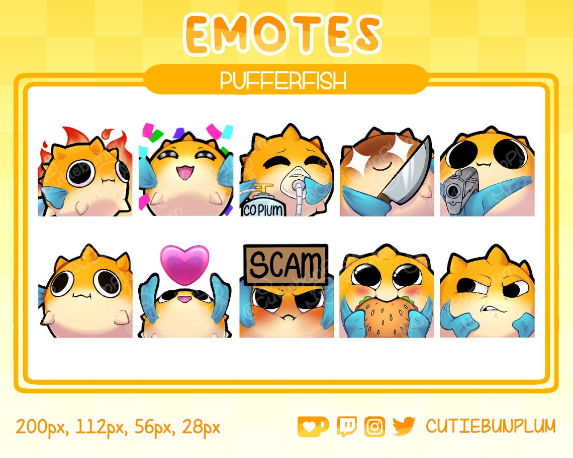 Cute Pufferfish Emote Pack | Streaming Twitch, Discord, Youtube ...