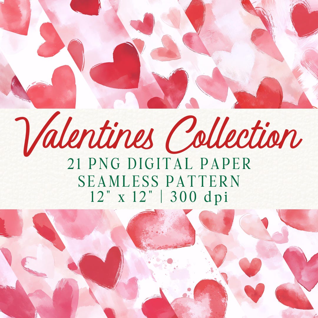 Valentines Digital Paper Bundle, PNG Digital Product, Seamless Pattern ...