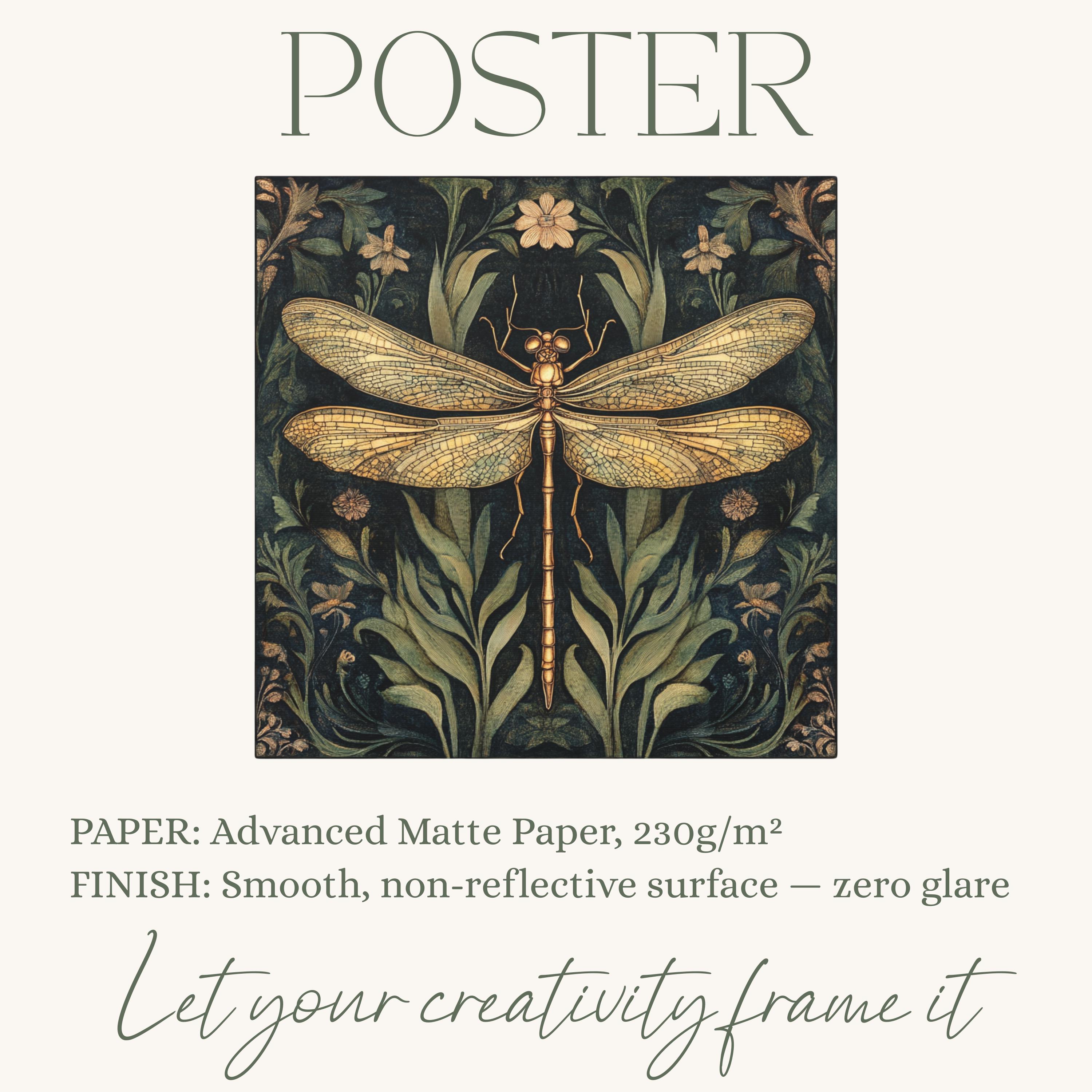 William Morris Dragonfly Wall Art, Vintage Insect Poster, Nature ...