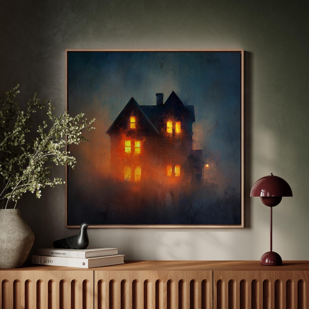 Spooky Haunted House Wall Art, Gothic Halloween Illustration Poster ...