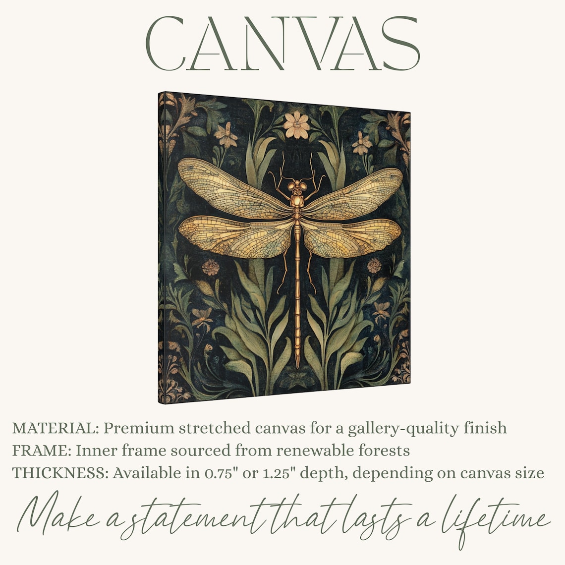 William Morris Dragonfly Wall Art, Vintage Insect Poster, Nature ...
