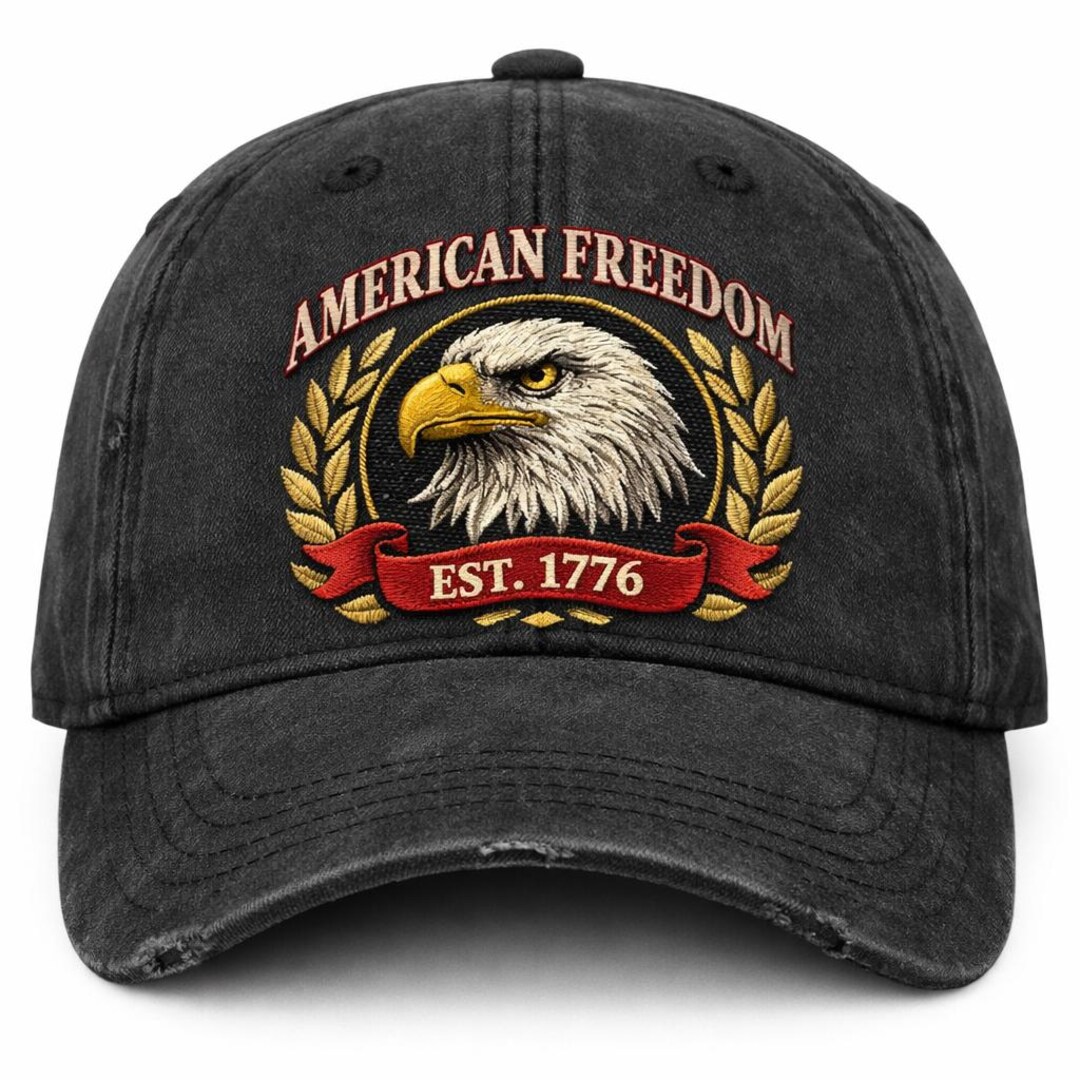 Custom American Freedom Embroidered Hat Est 1776 With Eagle Crest ...