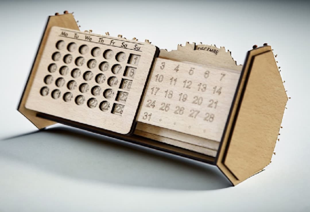 Wooden Calender Set Office and Study Decor With Pensils - Etsy