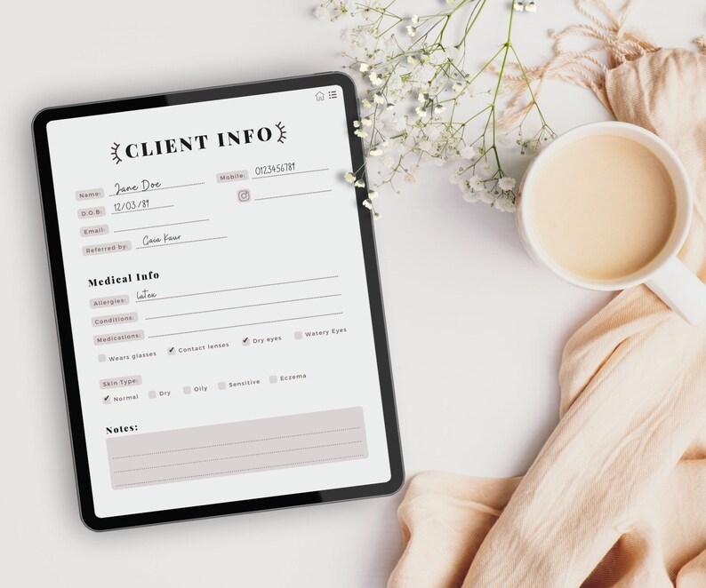 Lash Client Record Book Beauty Record Keeping Digital Lash - Etsy