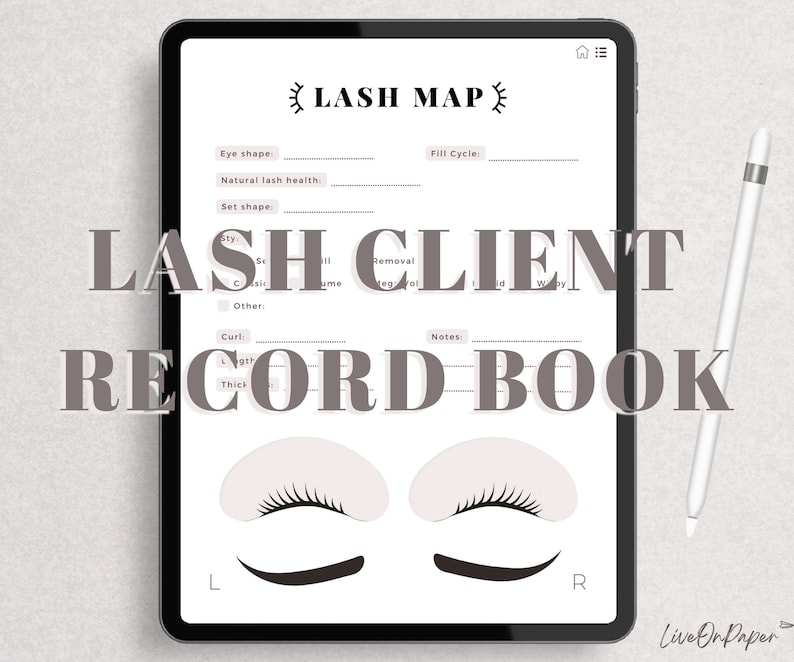Lash Client Record Book, Beauty Record Keeping, Digital Lash Tech ...