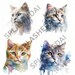 Beautiful Watercolor Cats Clipart - Instant Download, Commercial Use ...