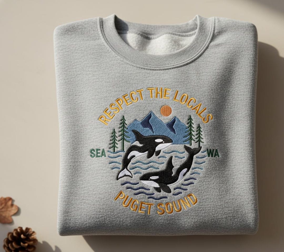 Respect the Locals Puget Sound Embroidered Sweatshirt - Etsy