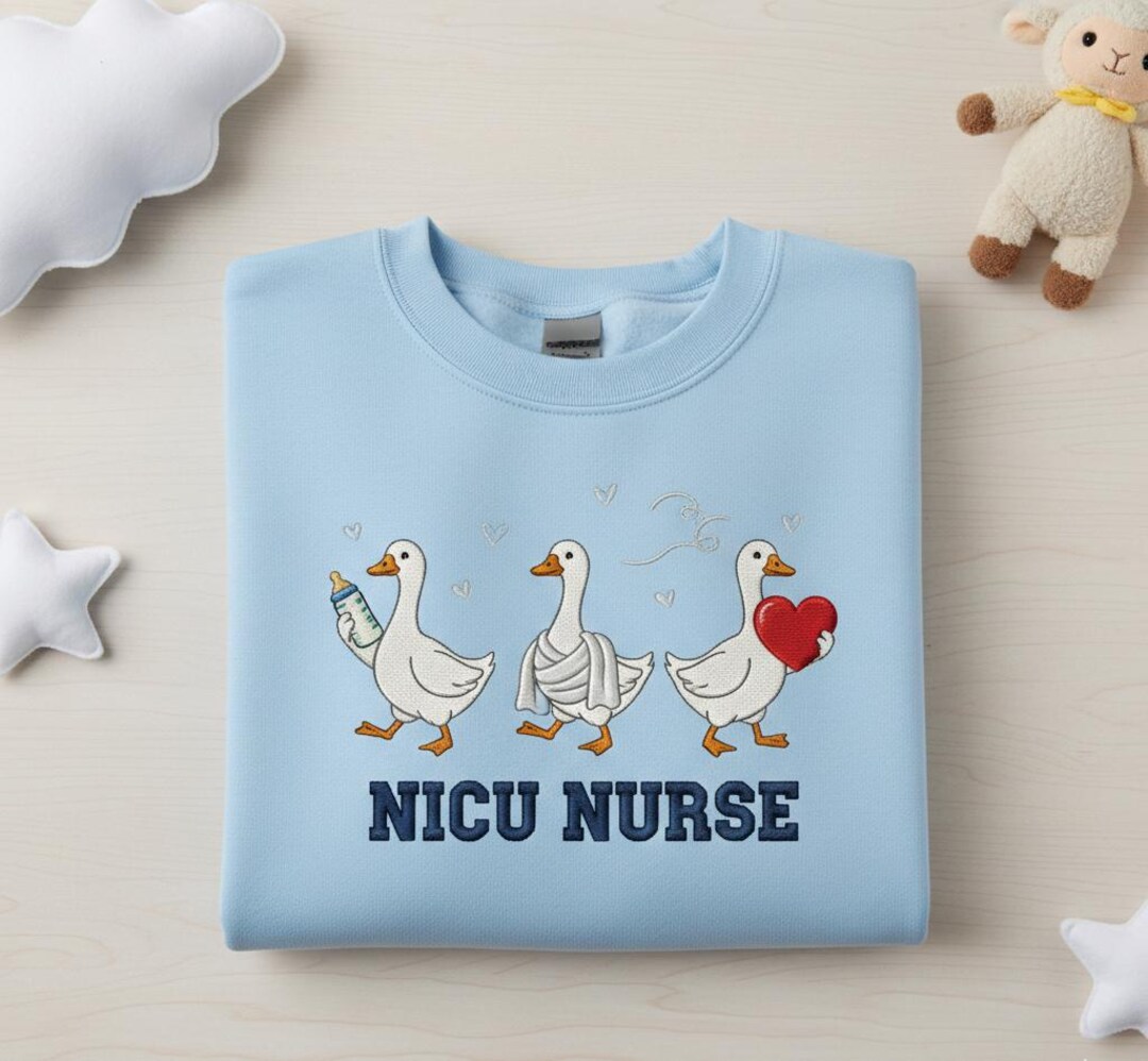 Custom Embroidered Nurse Goose Sweatshirt, NICU Nurse Gift, Cute Goose ...