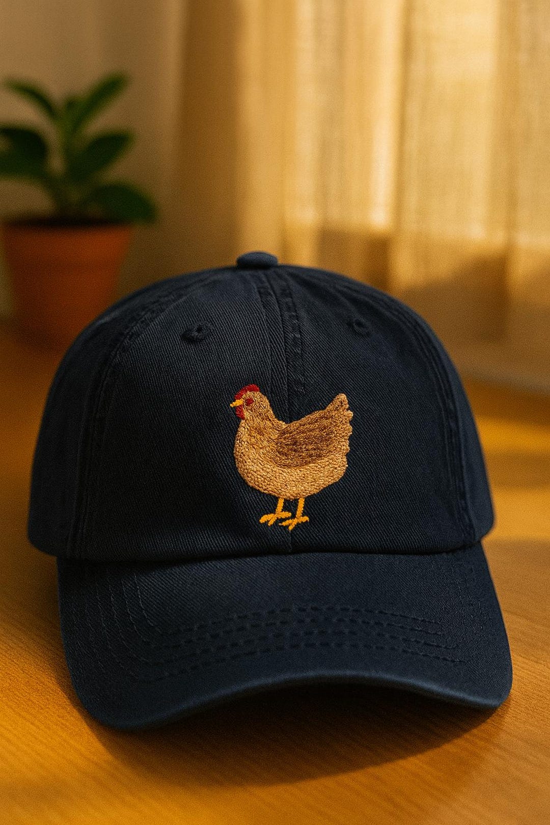 Embroidered Chicken Hat, Farmhouse Hen Baseball Cap, Rustic Embroidery ...