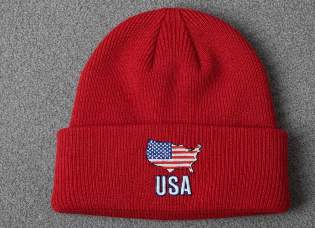 Custom USA Map Flag Embroidered Beanie for Patriotic Fans, American ...