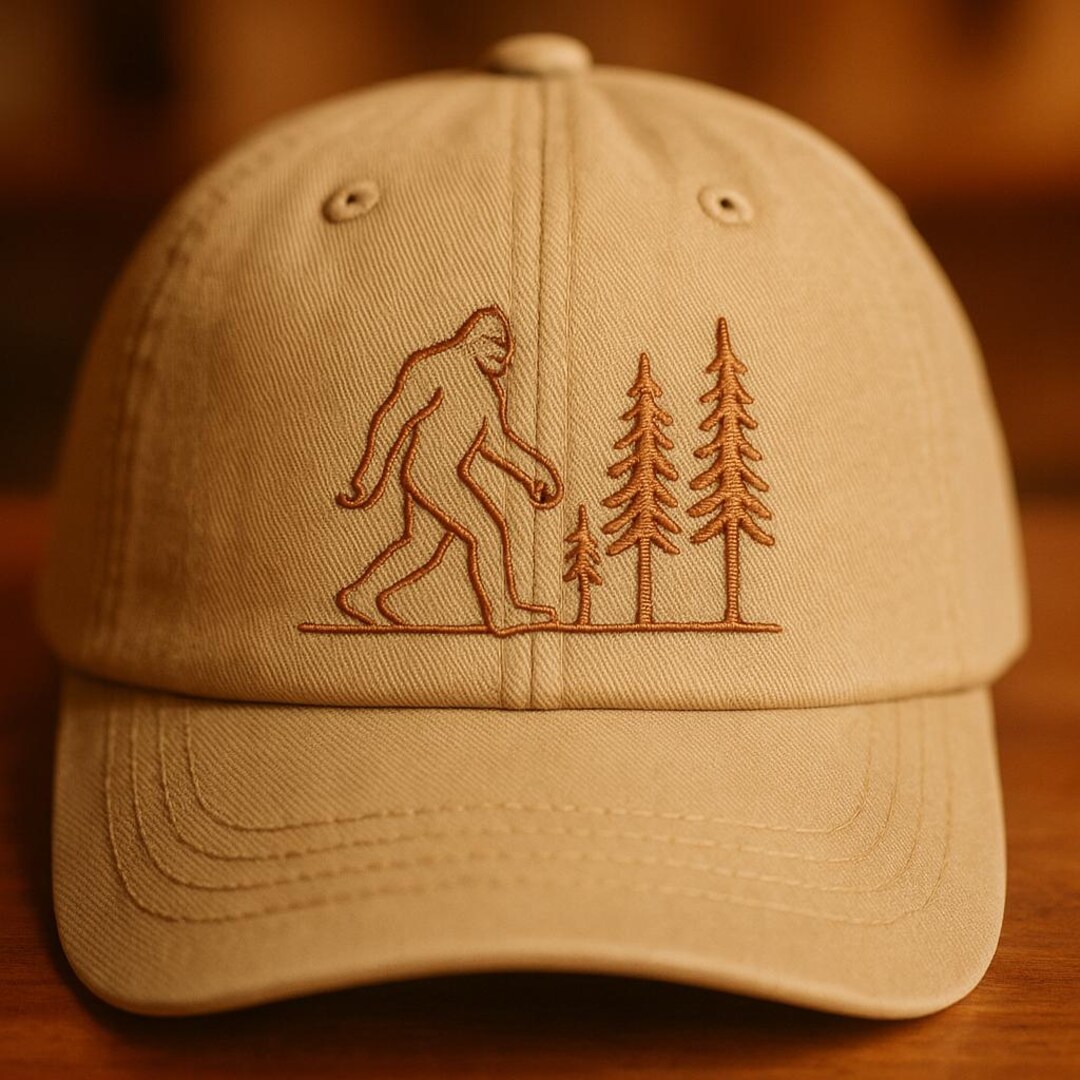Bigfoot Embroidered Hat, Sasquatch Forest Baseball Cap, Outdoor Hiking ...