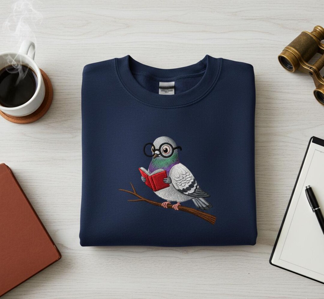 Custom Bird Reading Book Illustration, Cute Intellectual Animal Art ...