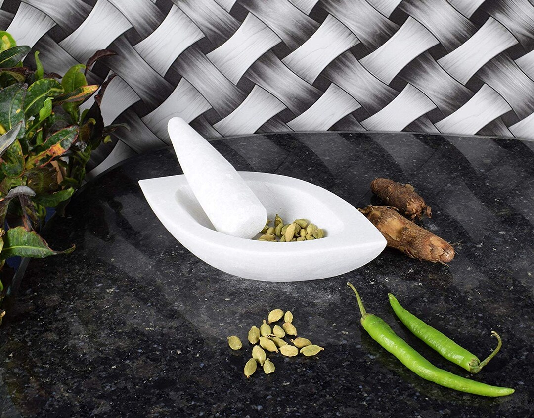 Natural Marble Mortar and Pestle Set Herb Grinder Spice Grinder Marble ...